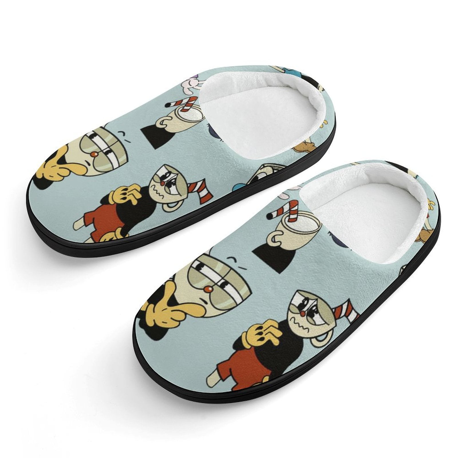 The Cuphead Show Cartoon Kid's Cotton Slippers Winter Warm Soft Plush ...