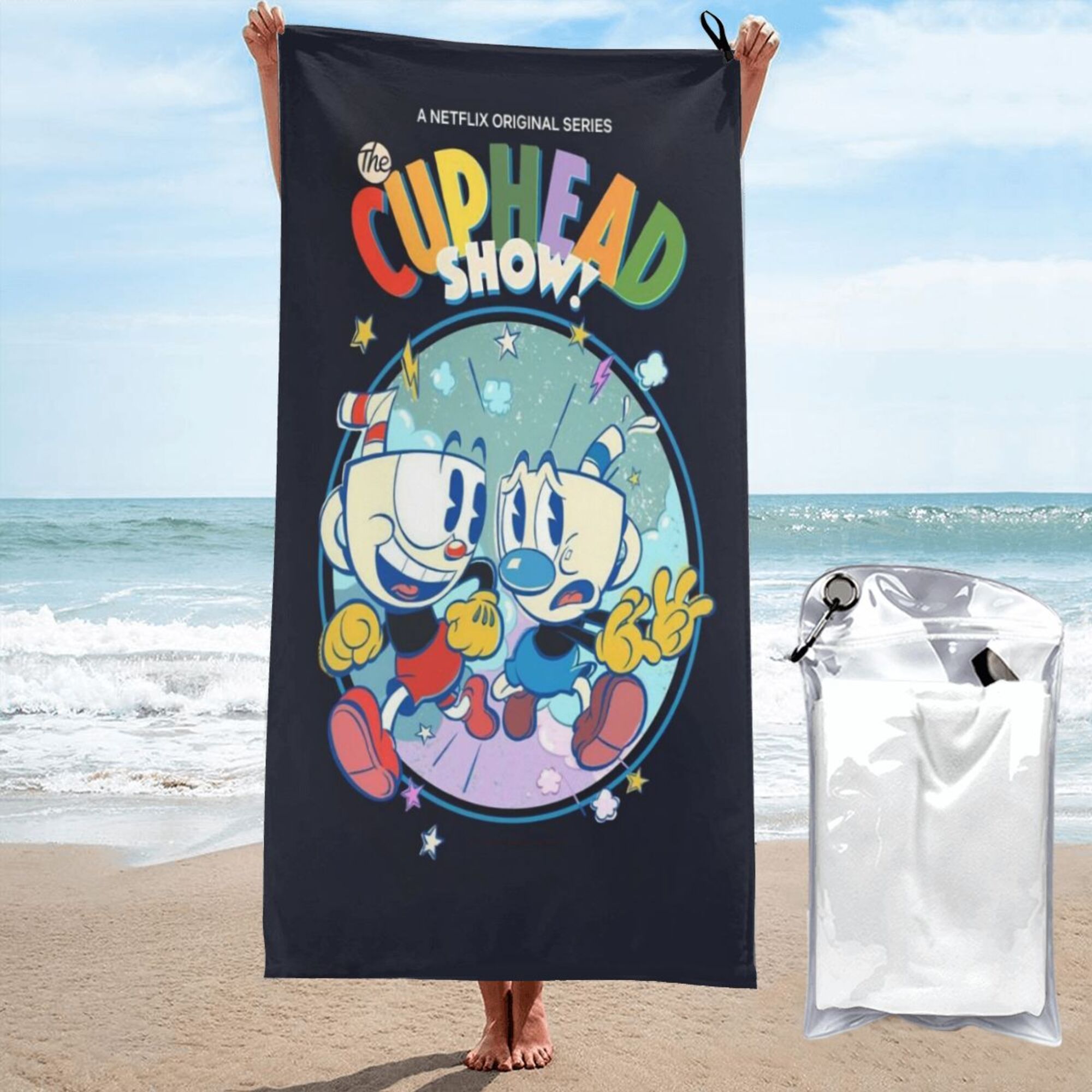 The Cuphead Show Cartoon Quick Drying Bath Towel Microfiber Swimming ...