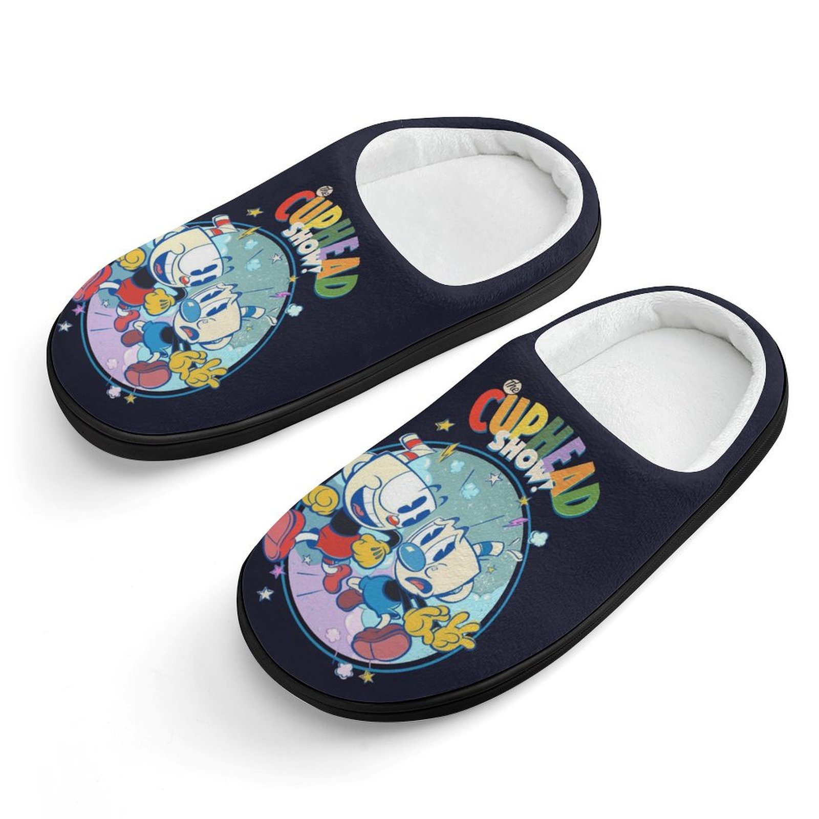 The Cuphead Show Kid's Cotton Slippers Winter Warm Soft Plush Slippers ...