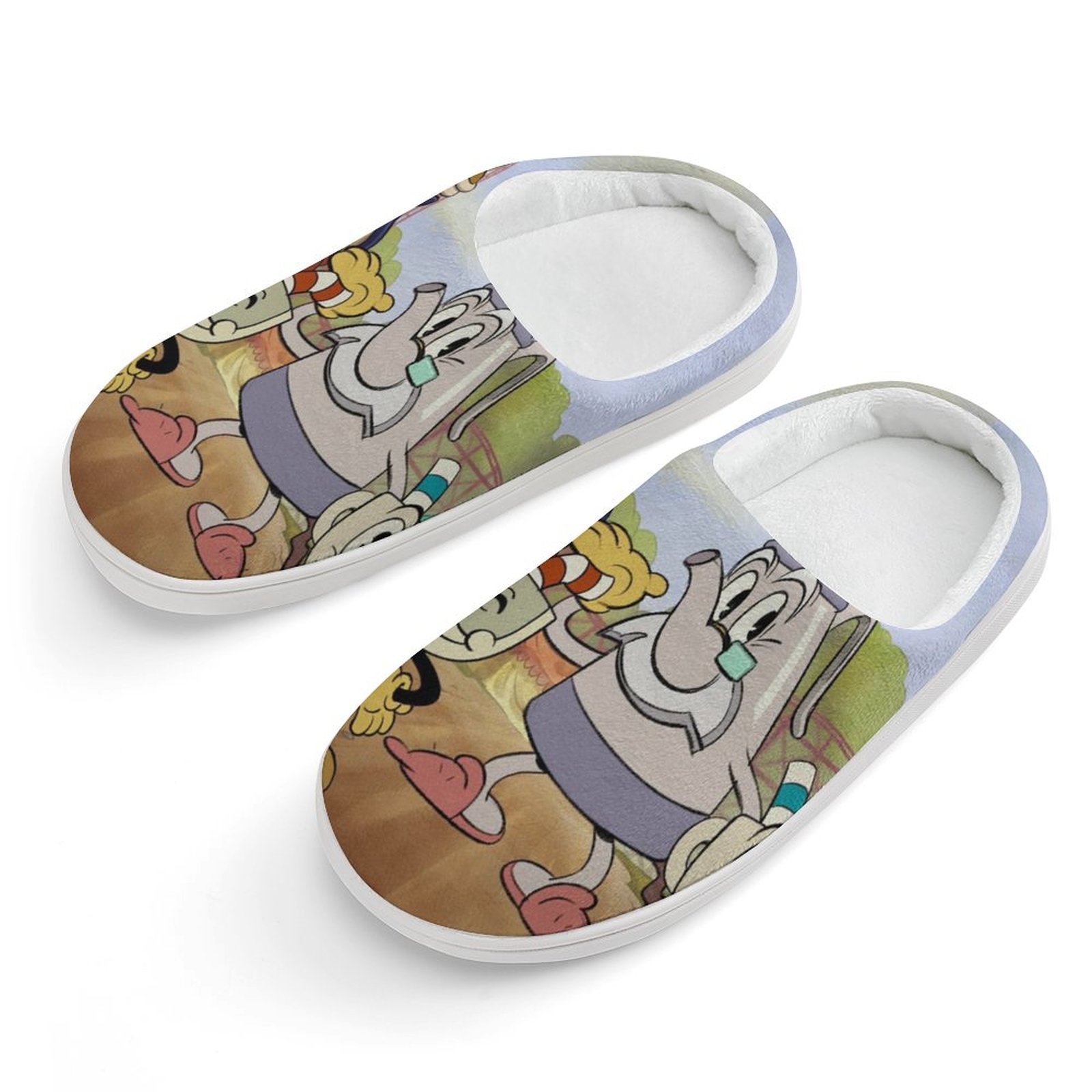 The Cuphead Show Kid's Cotton Slippers Winter Warm Soft Plush Slippers ...