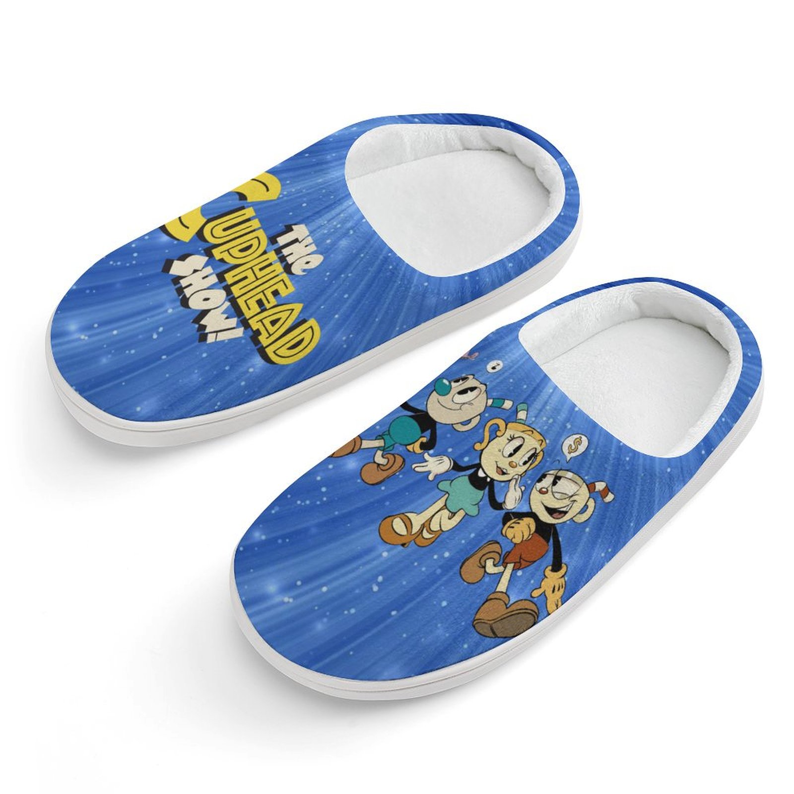 The Cuphead Show Kid's Cotton Slippers Winter Warm Soft Plush Slippers ...