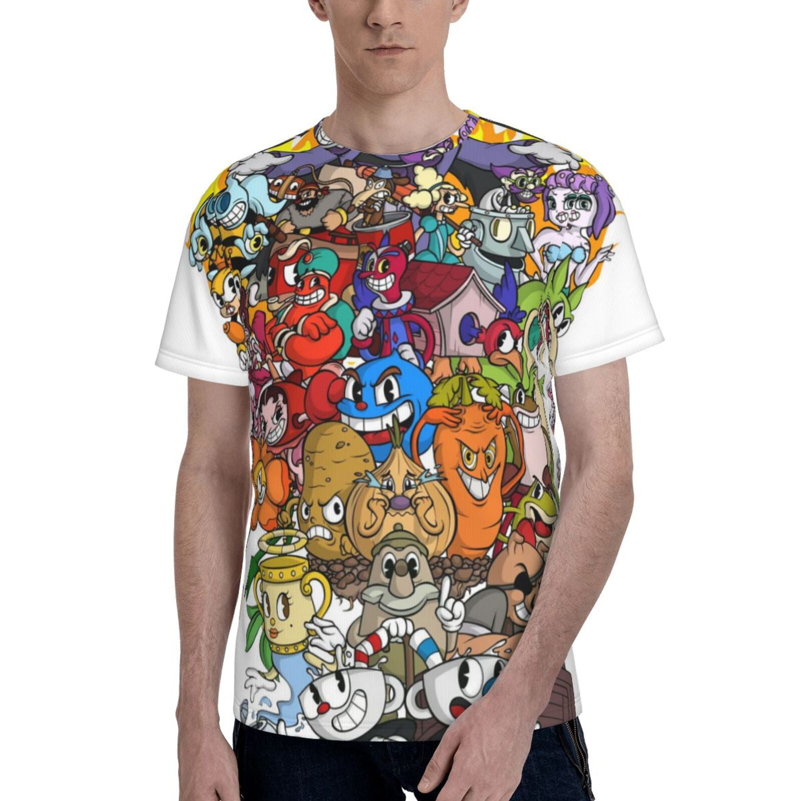 The Cuphead Show Mens 3d Graphic Print Shirts Casual Short Sleeve Tee Shirts - Walmart.com