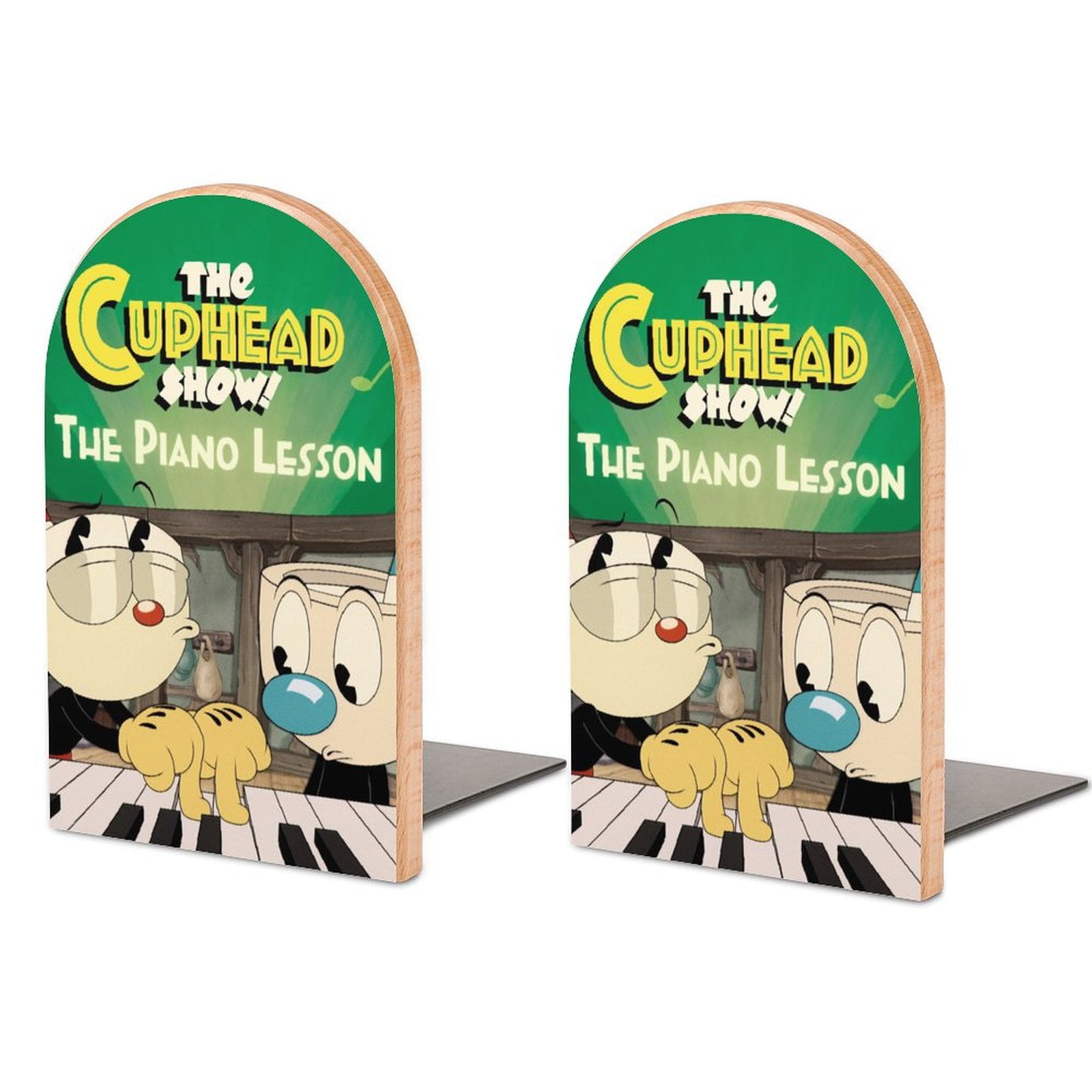 The Cuphead Show Piano Bookends Wood Book Divider Decor Shelves Non ...