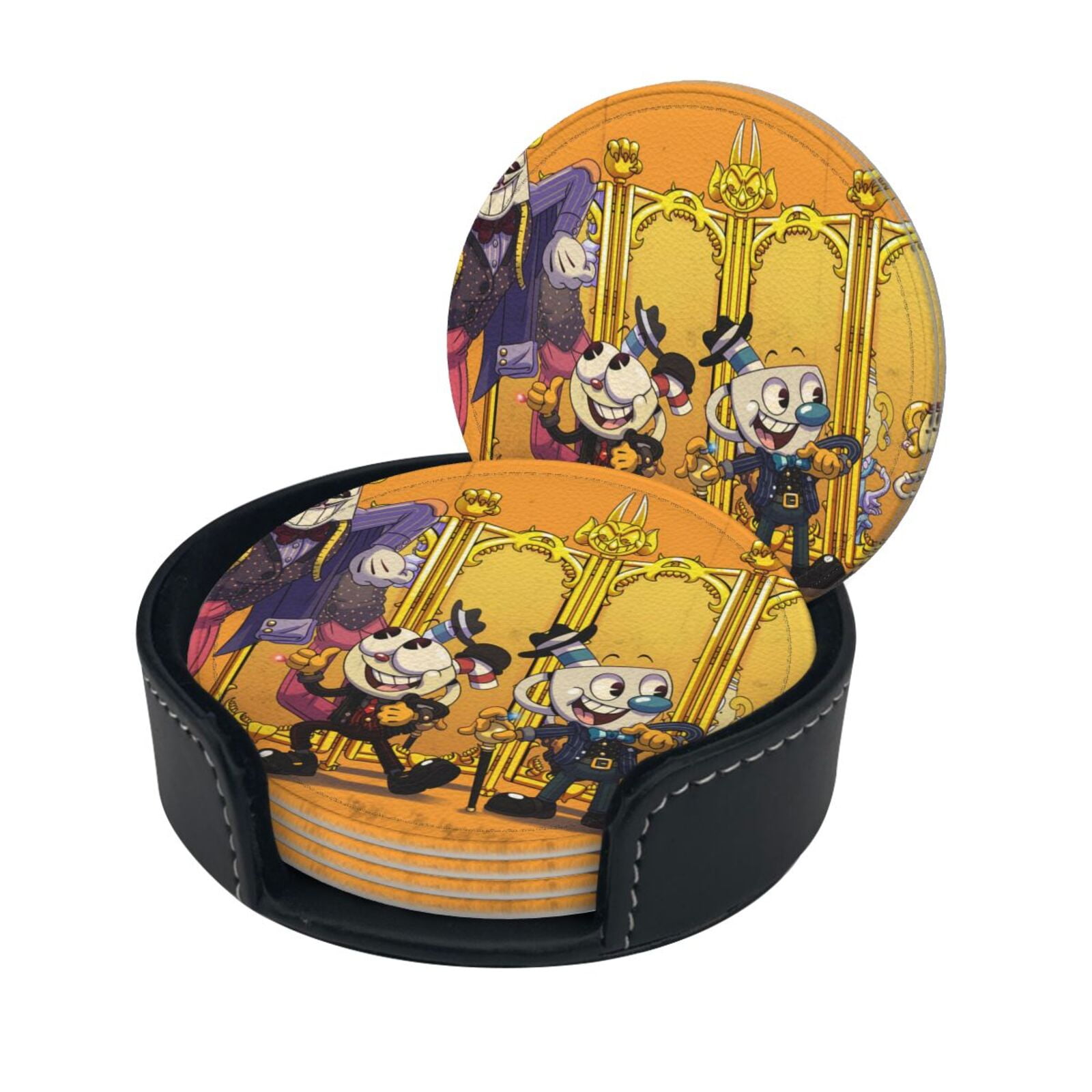 The Cuphead Show Round Coaster Set Of 6 Tabletop Protection Mats ...