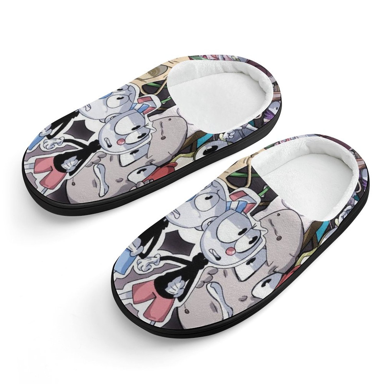 The Cuphead Show Slippers for Kids, Cute Soft Plush Anti-slip Fluffy ...