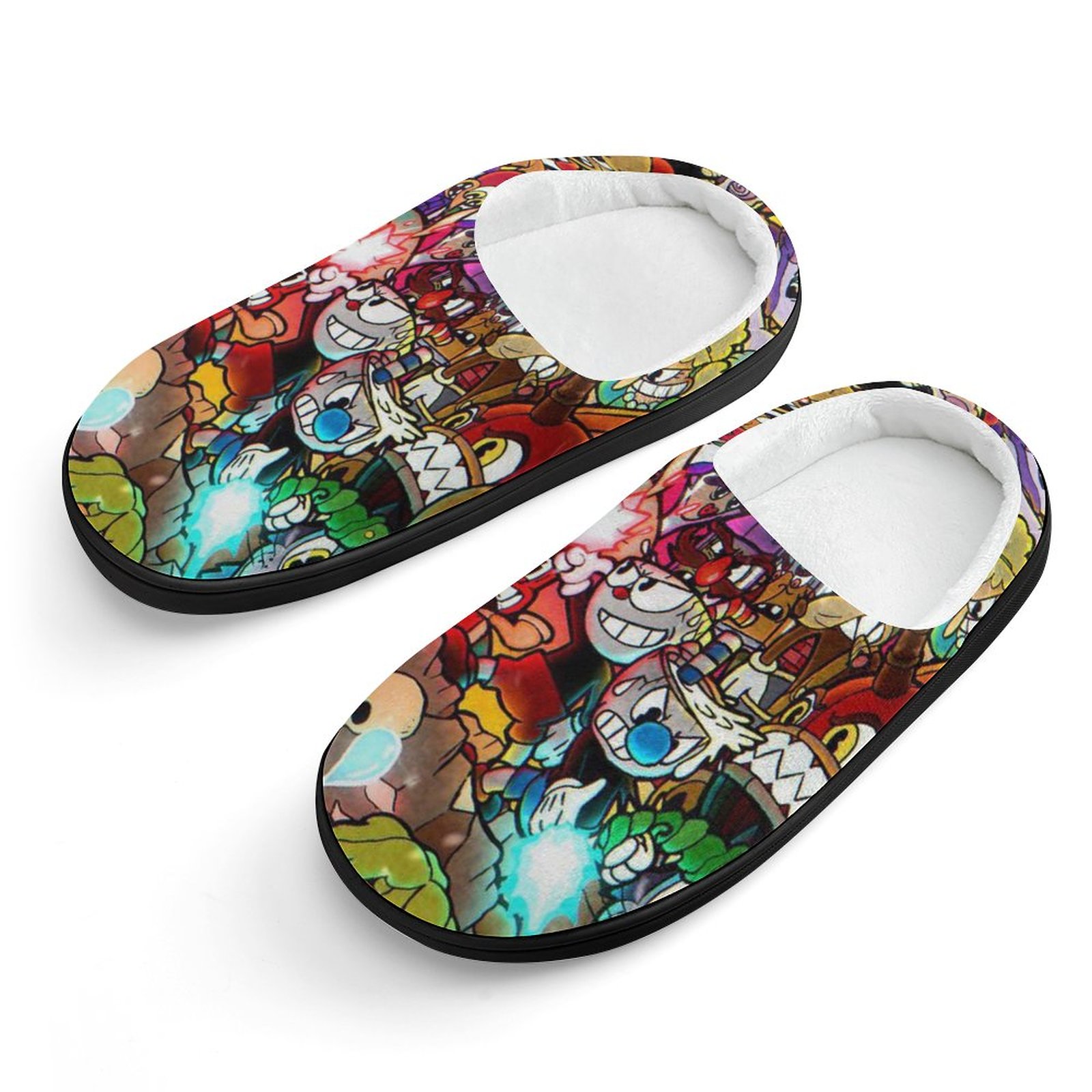 The Cuphead Show Slippers for Kids, Cute Soft Plush Anti-slip Fluffy ...