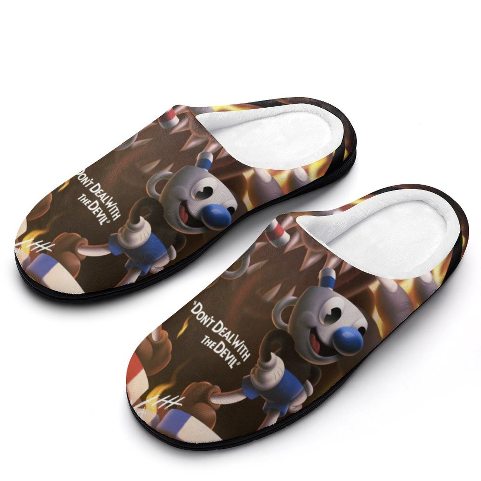 The Cuphead Show Slippers for Mens, Soft Plush Anti-slip Fluffy Fuzzy ...