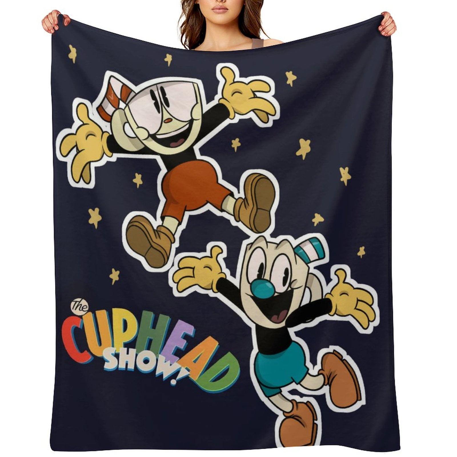 The Cuphead Show Throw Blanket Soft Cozy Warm College Printing Oversized Lightweight Home ...
