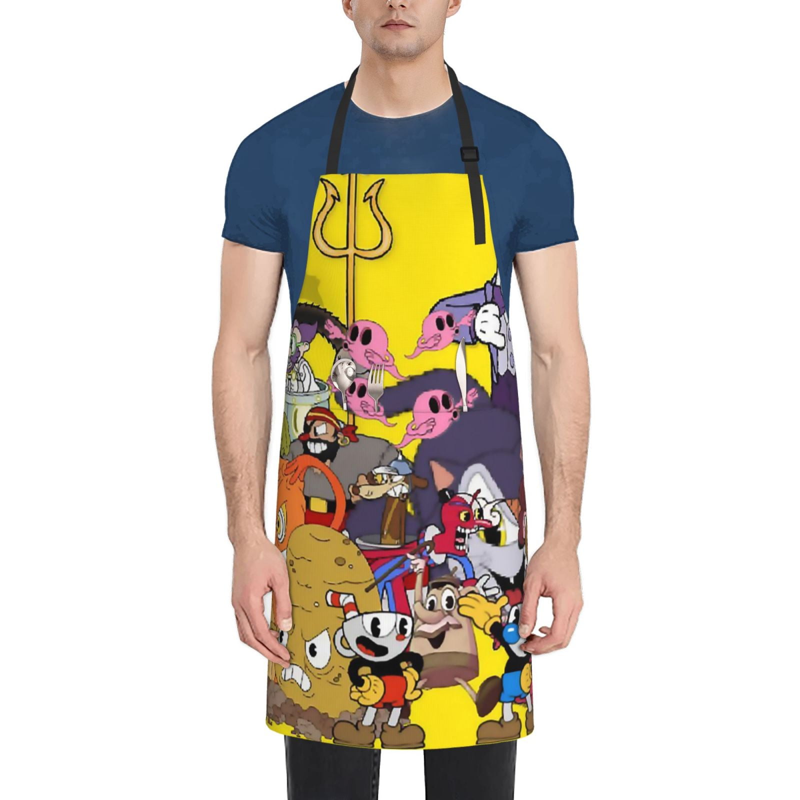 The Cuphead Show Waterproof Cooking Aprons, Adjustable Bib Soft Chef ...