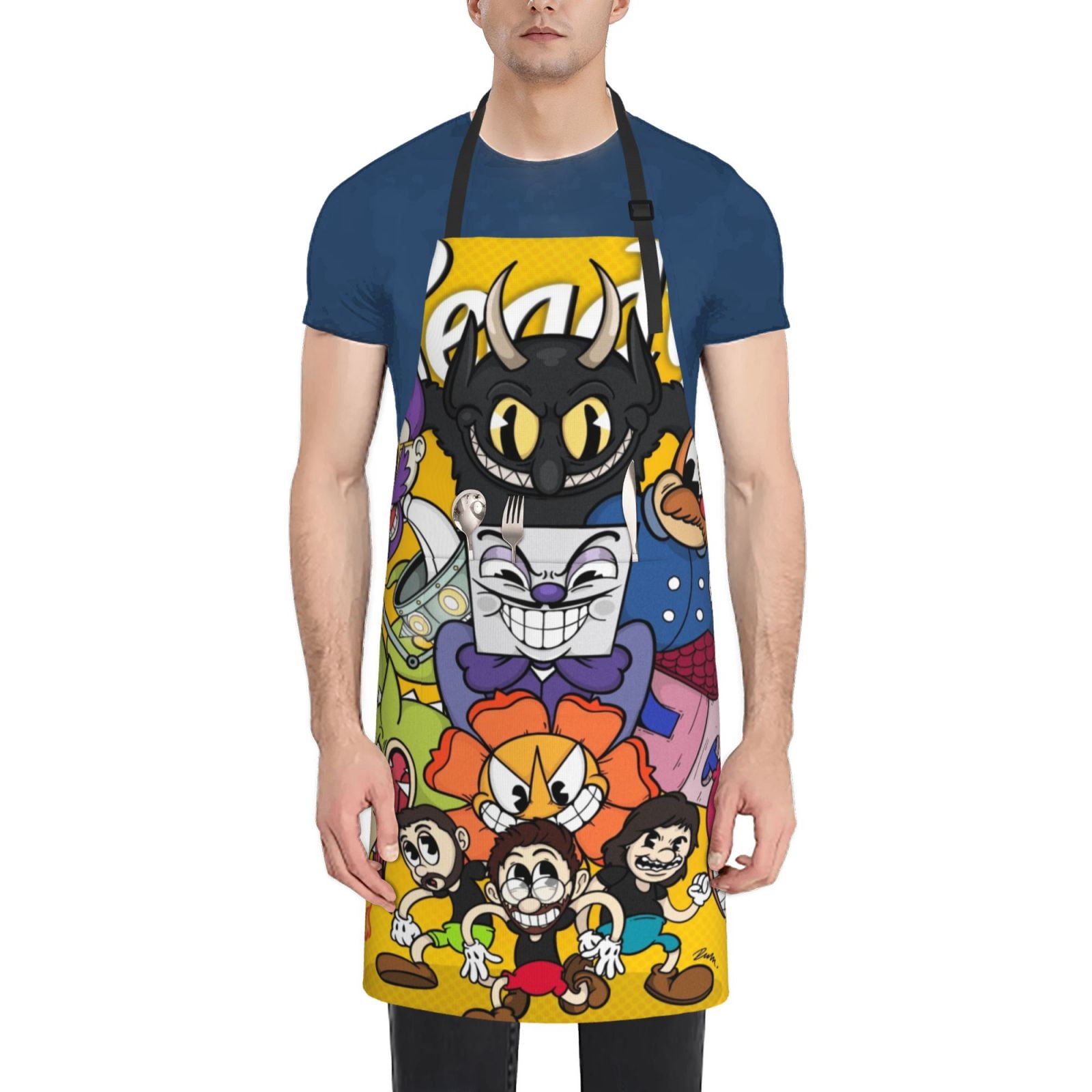 The Cuphead Show Waterproof Cooking Aprons, Adjustable Bib Soft Chef ...
