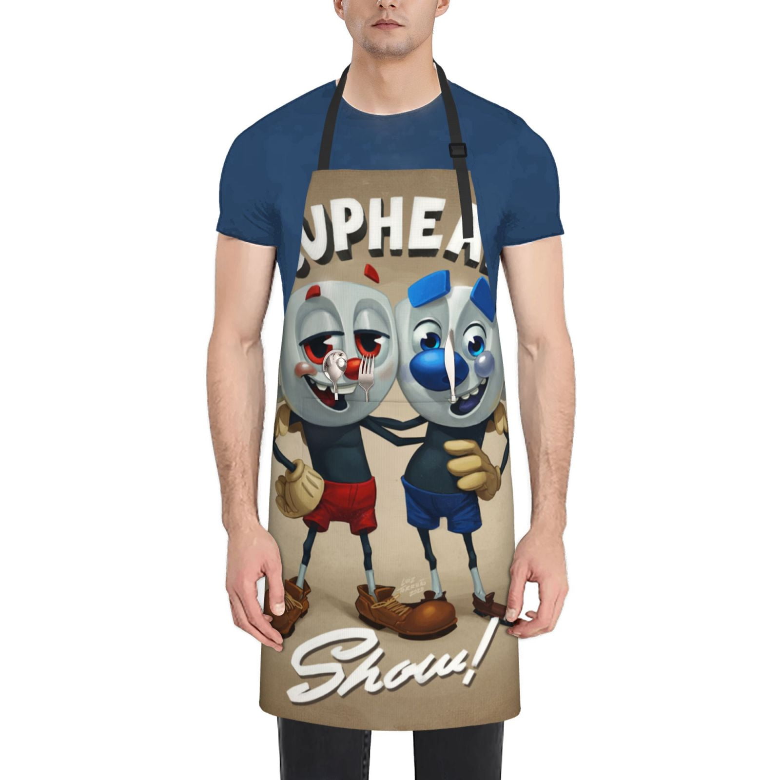 The Cuphead Show Waterproof Cooking Aprons, Adjustable Bib Soft Chef ...