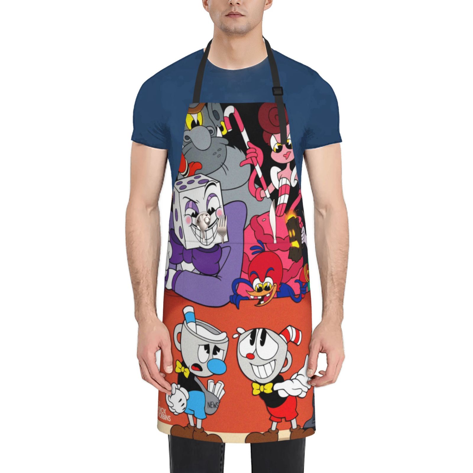 The Cuphead Show Waterproof Cooking Aprons, Adjustable Bib Soft Chef ...