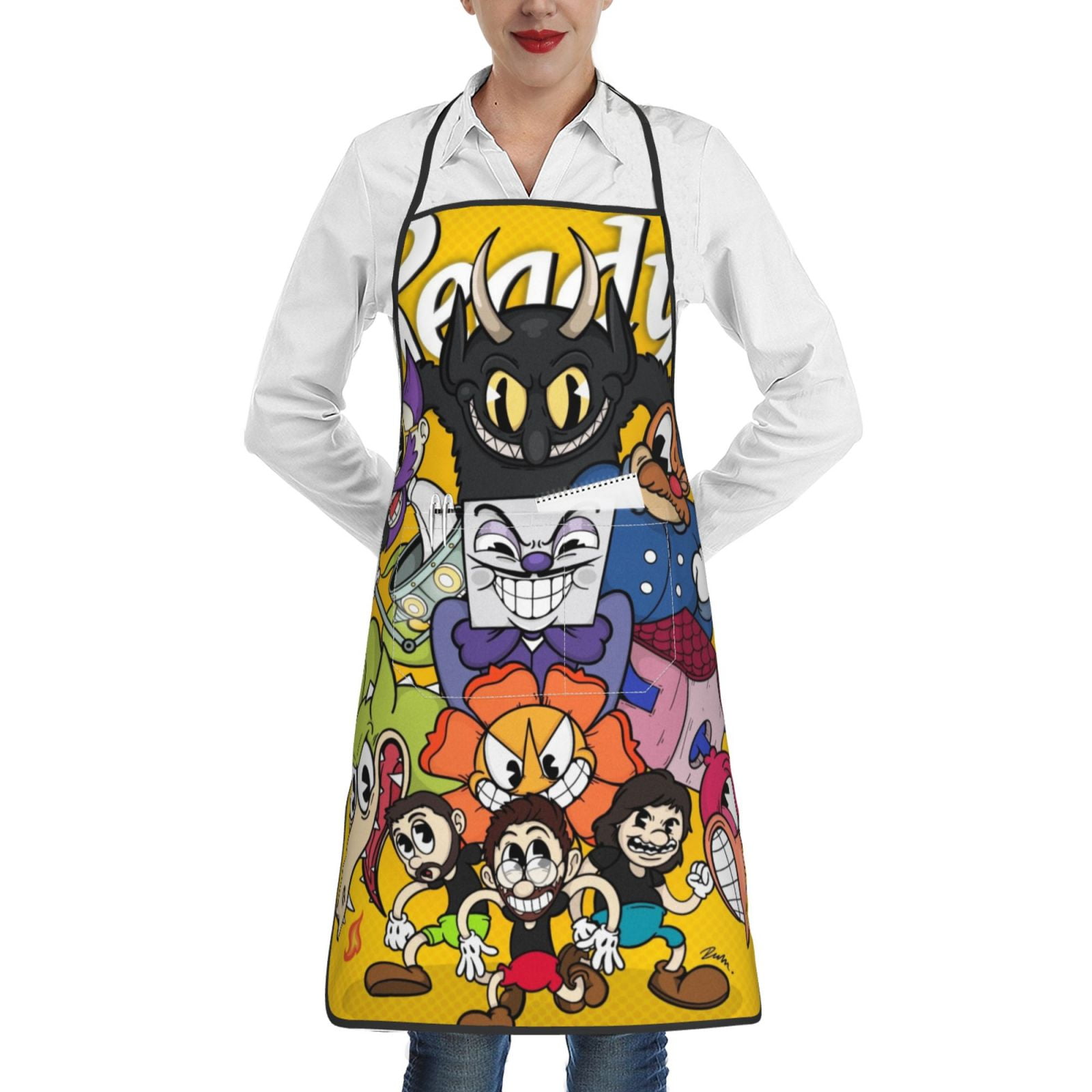 The Cuphead Show Waterproof Cooking Aprons, Adjustable Bib Soft Chef ...