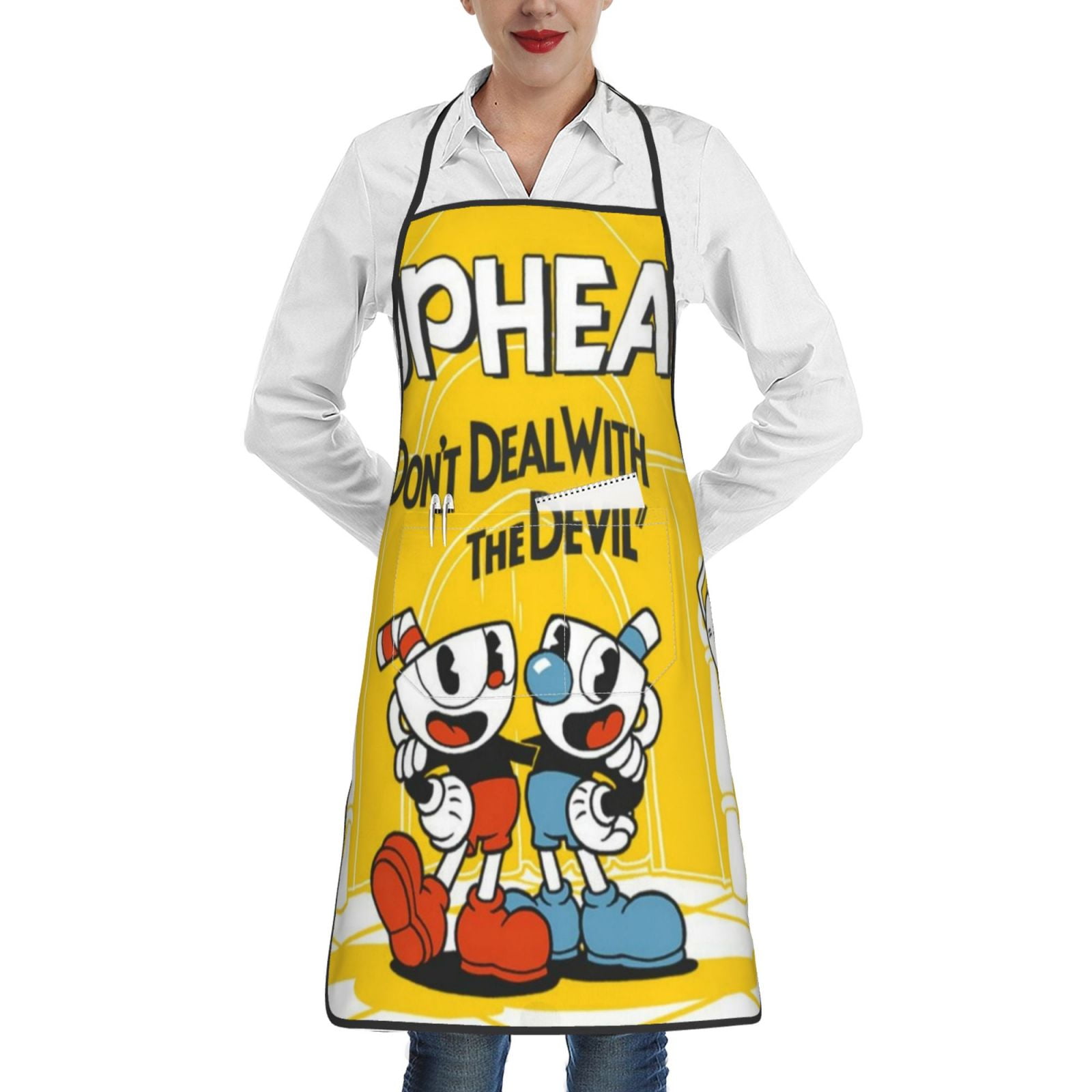 The Cuphead Show Waterproof Cooking Aprons, Adjustable Bib Soft Chef ...