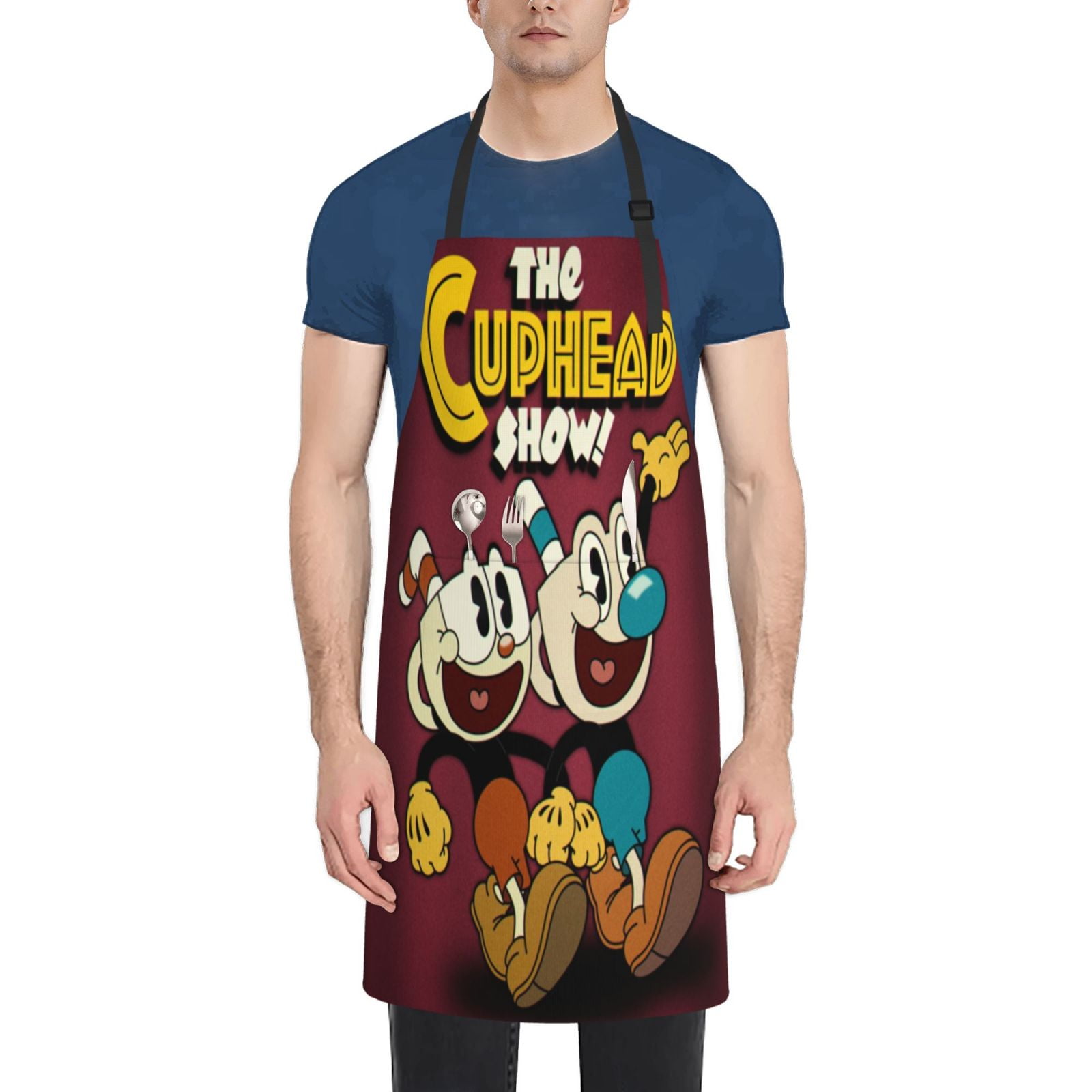 The Cuphead Show Waterproof Cooking Aprons, Adjustable Bib Soft Chef ...