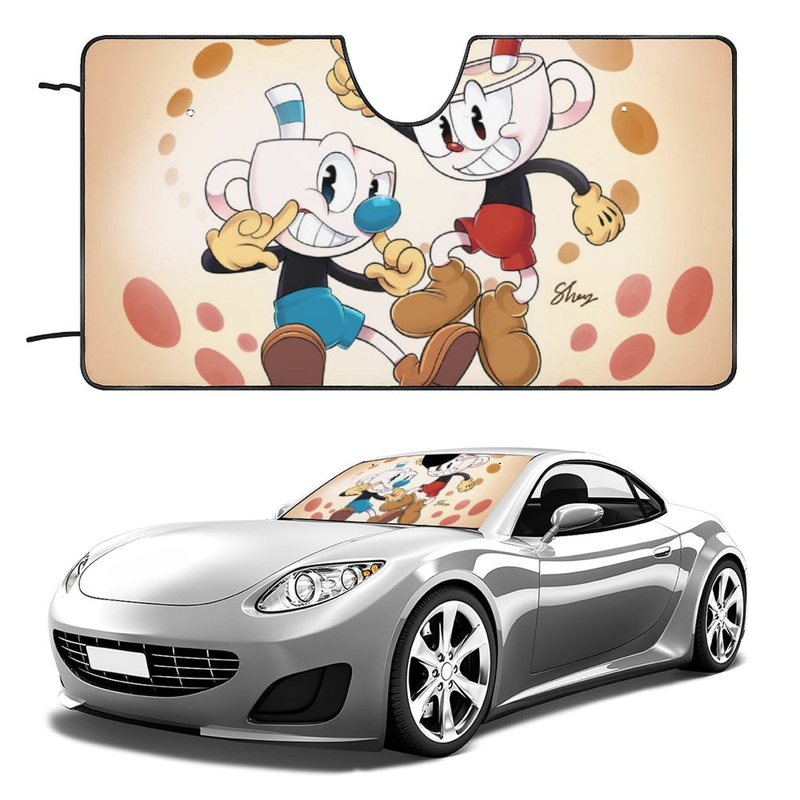 The Cuphead Show Windshield Sun Shade, Front Foldable Windshield ...