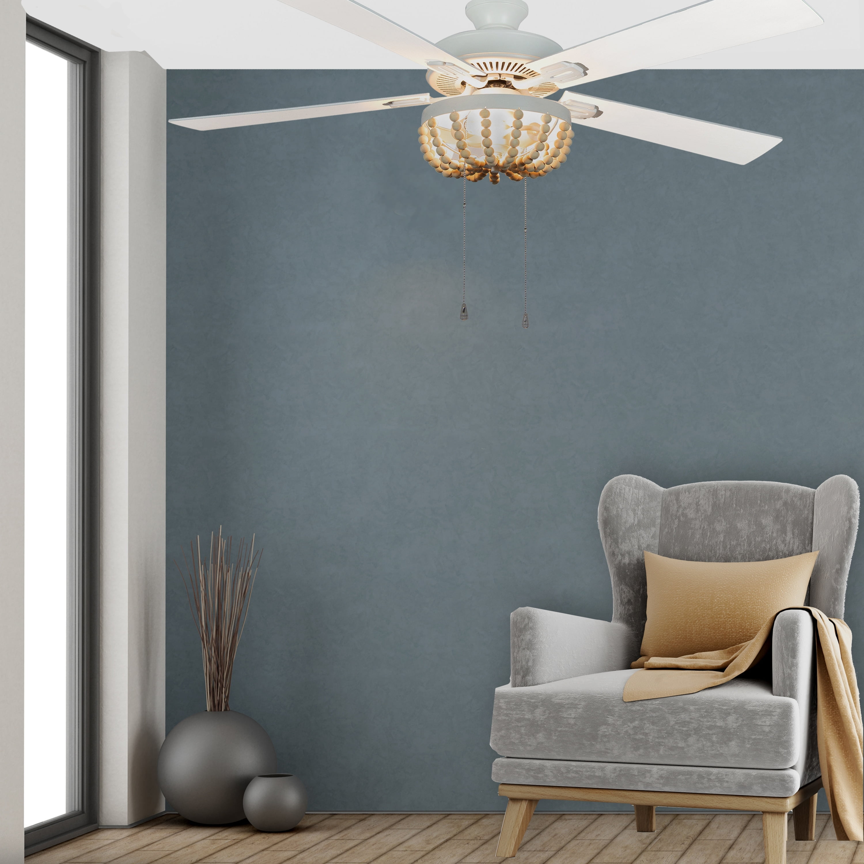 The Curated Nomad Delilah 52-inch Cream Wood Chandelier LED Ceiling Fan ...