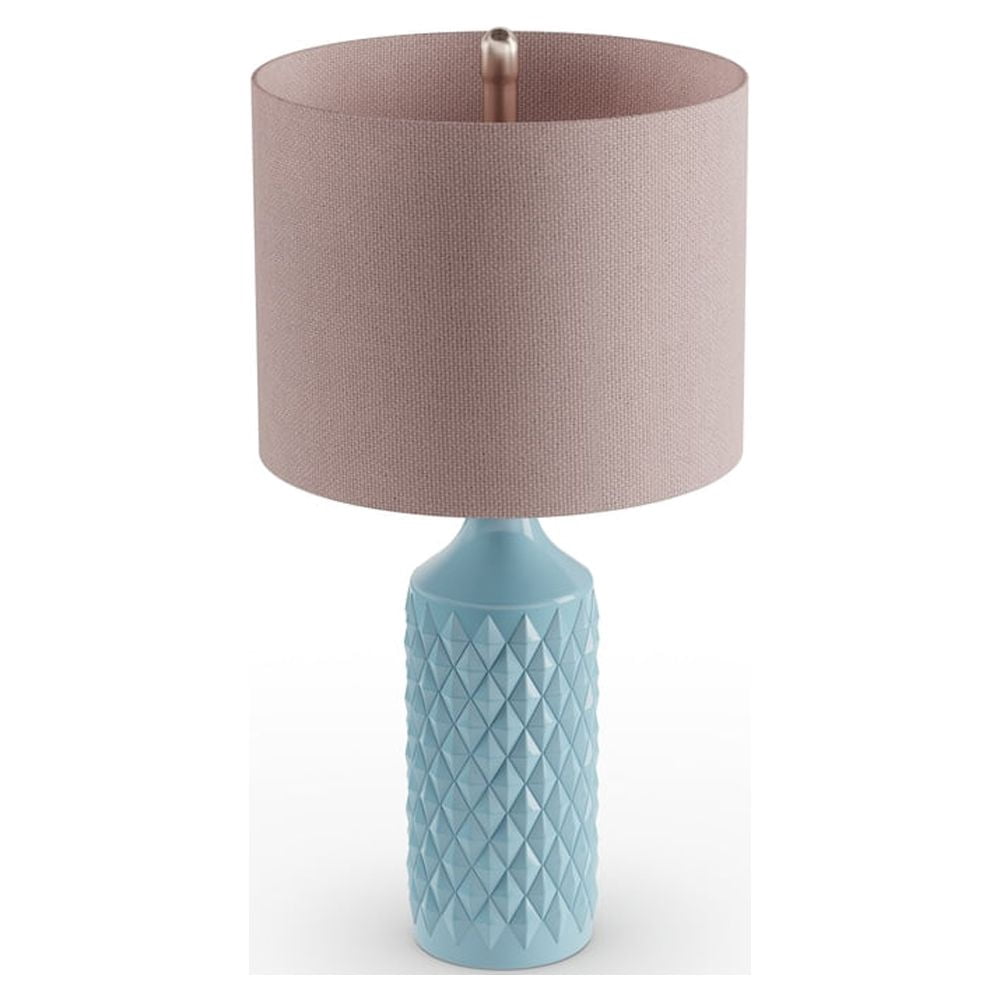 The Curated Nomad Jacinto Quilted Ceramic LED Table Lamp with Natural ...