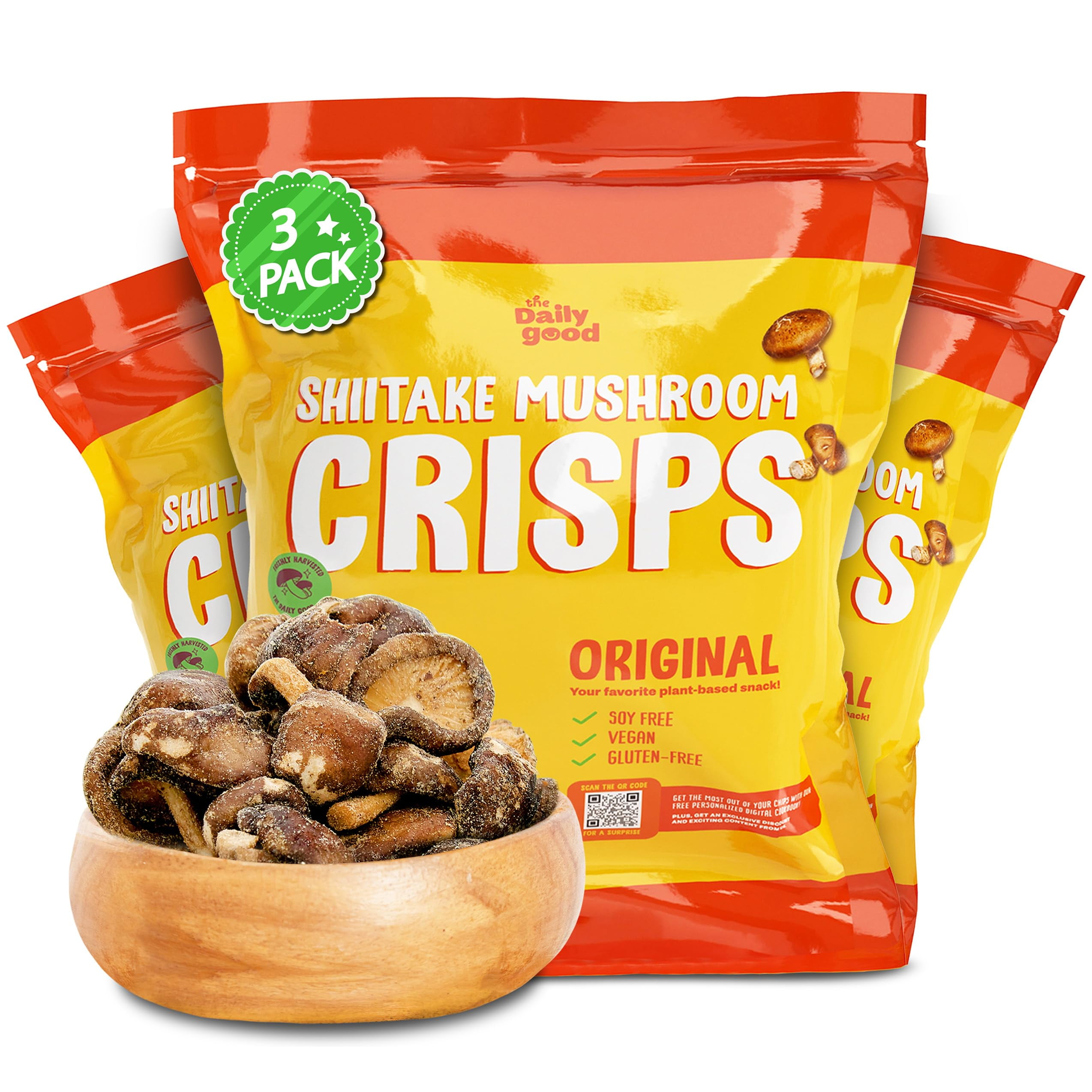The Daily Good Shiitake TSF6 Mushroom Crisps - 3 Packs Mushroom Chips ...