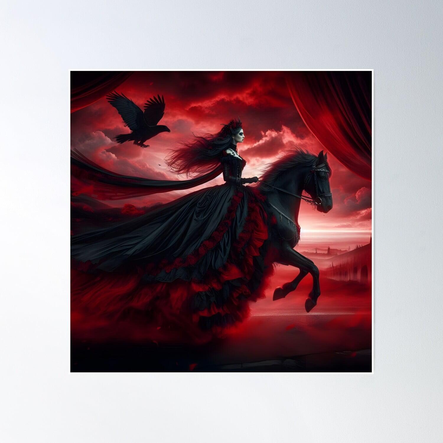 The Dark Valkyrie – Goth Rider Of The Shadows Poster Wall Art, Modern ...