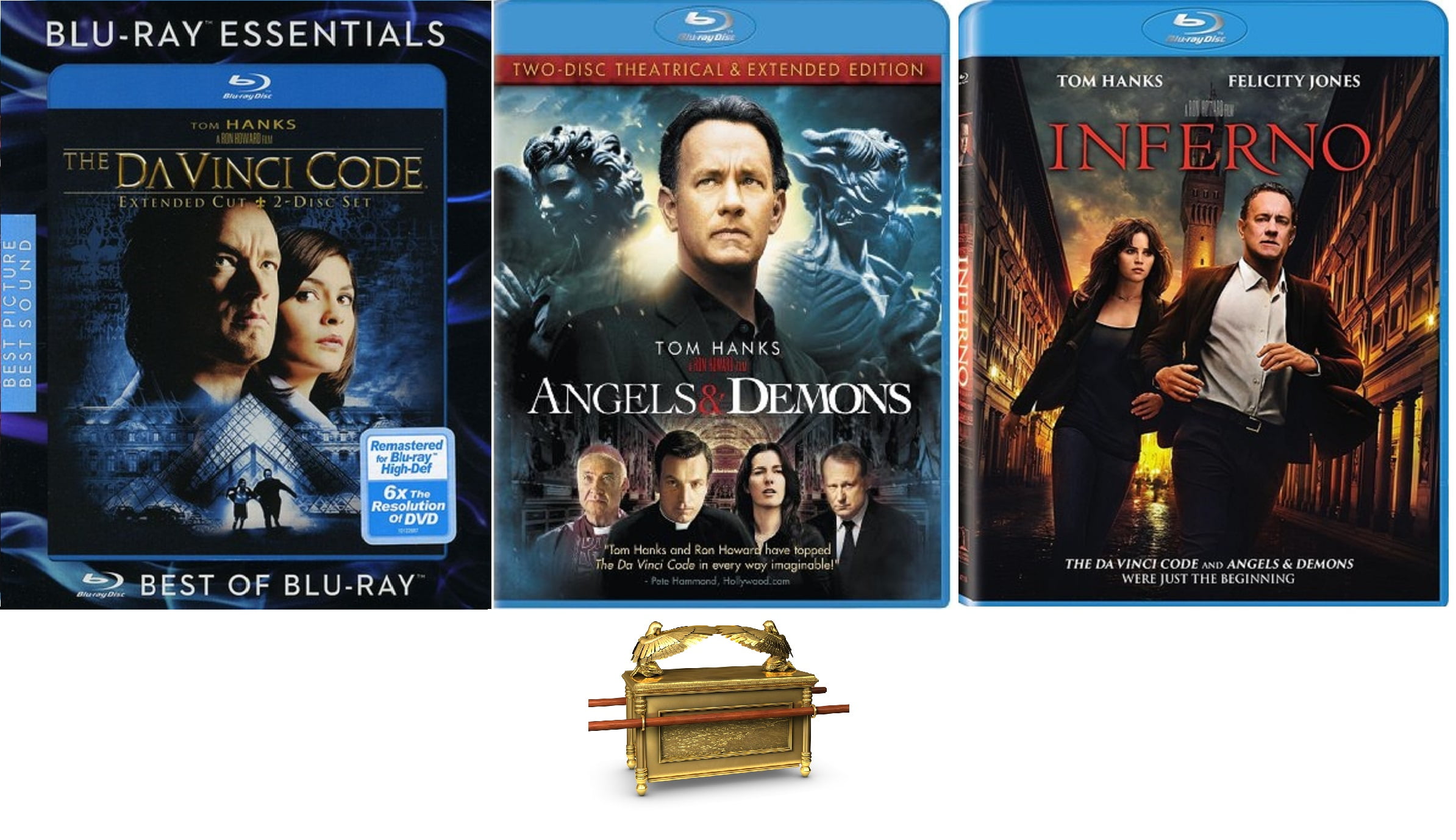 Tom Hanks' The Davinci Code Trilogy Blu Ray Movies Set with Ark of The ...