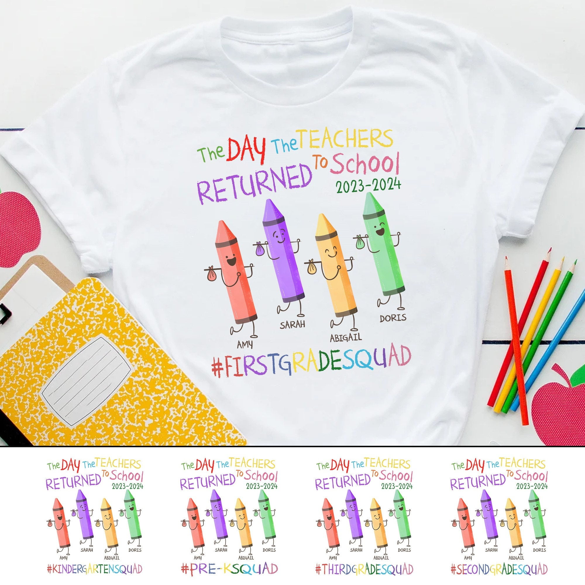 The Day Teachers Returned To School Shirt, Teacher Crayon Shirt, Back ...