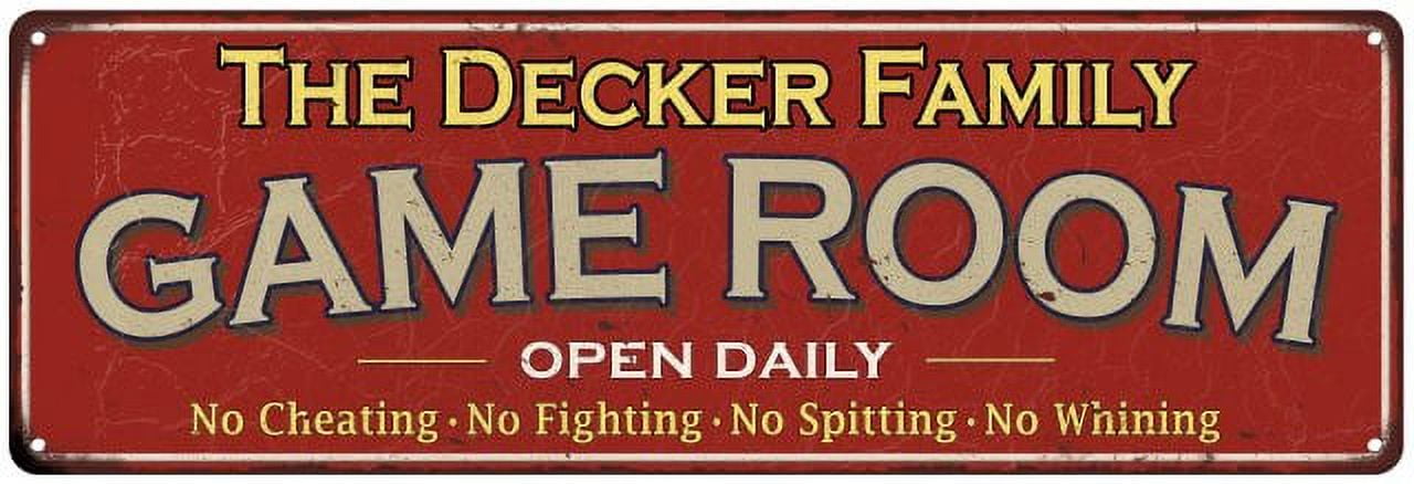 The Decker Family Red Game Room Metal 8x24 Sign 108240038513 - Walmart.com