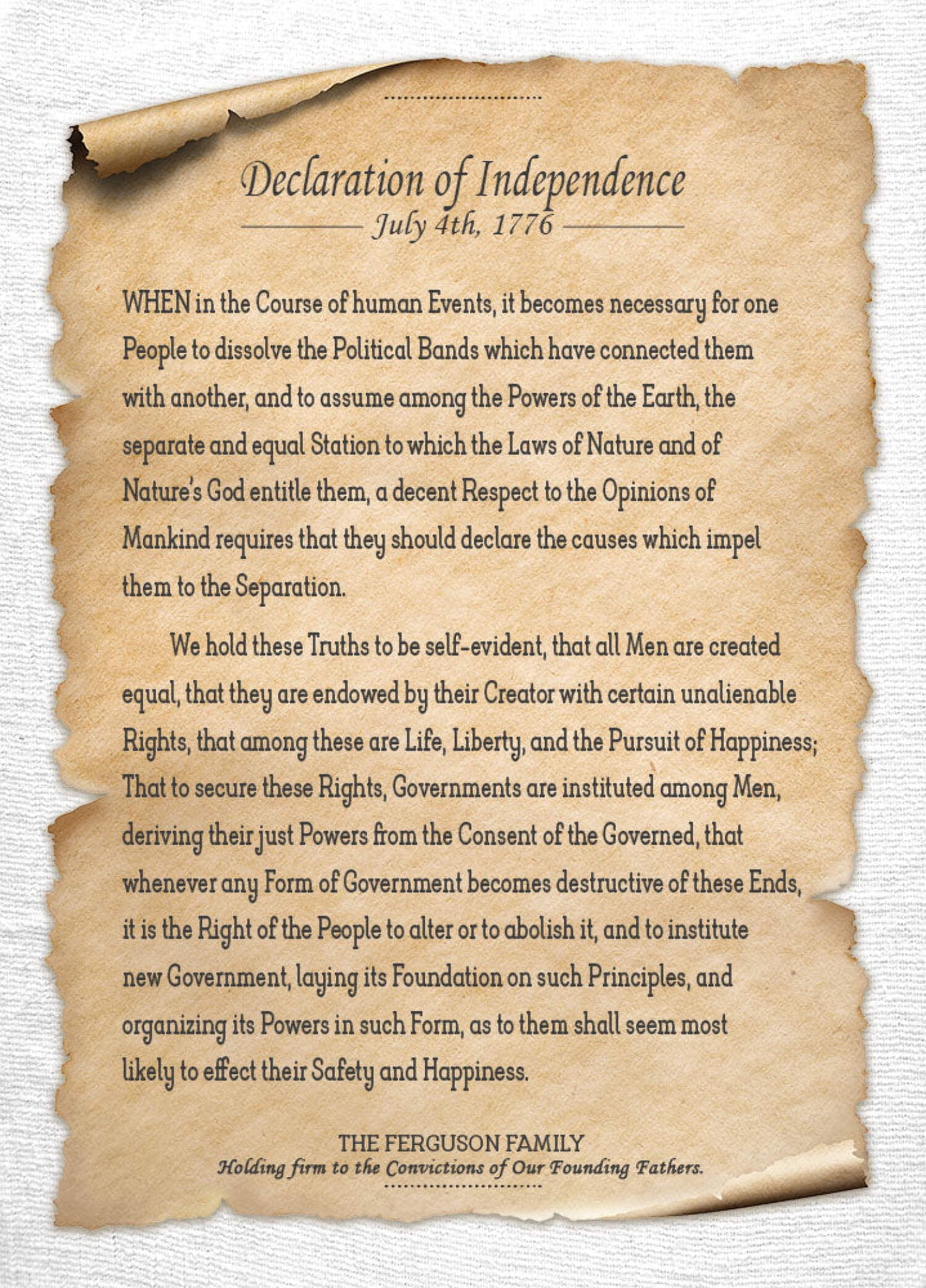 The Declaration of Independence | Personalized Print, Wall Decor ...