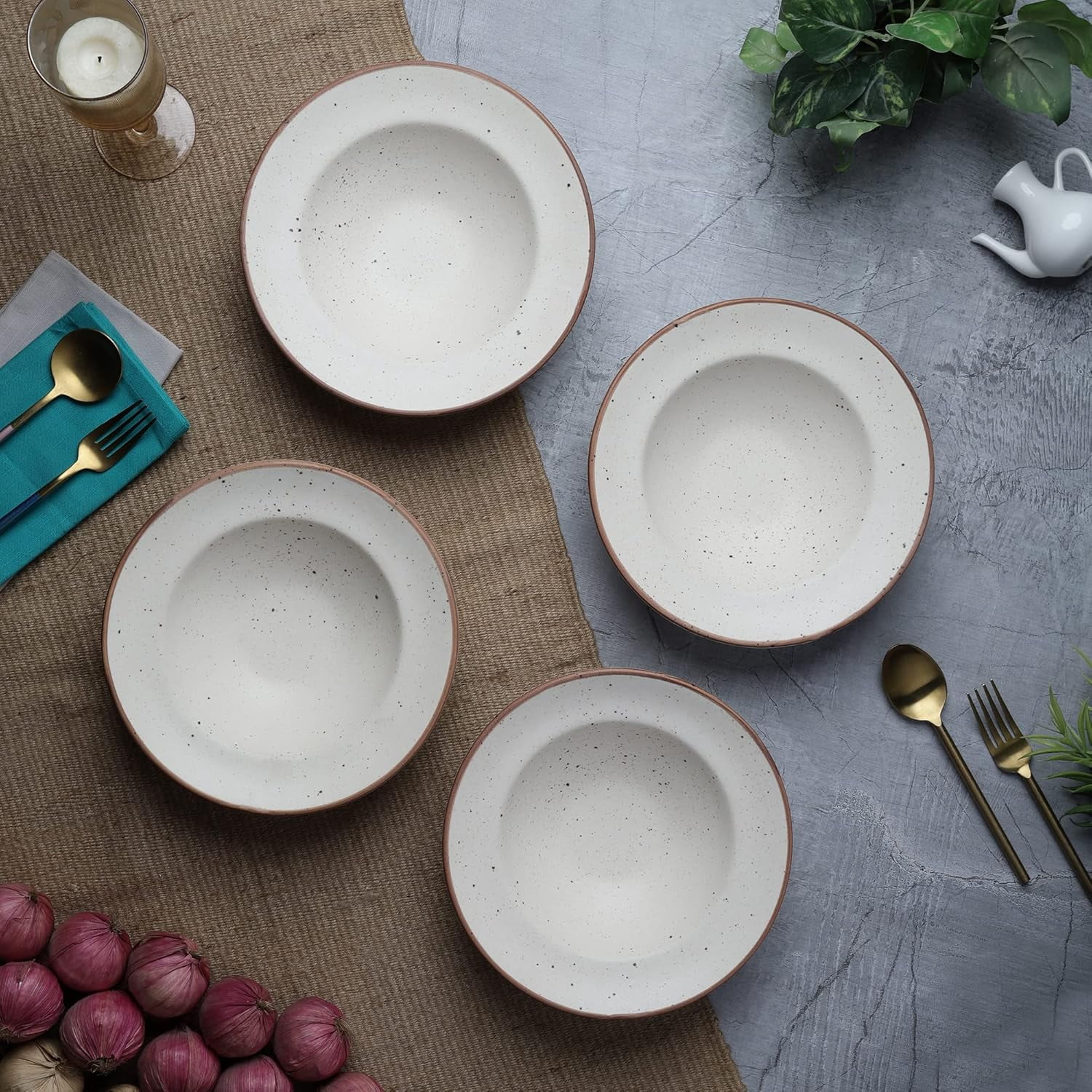 The Decor Mart Ceramic Soup Plates Set of 4 Dia x H24X6 CM - Walmart.com