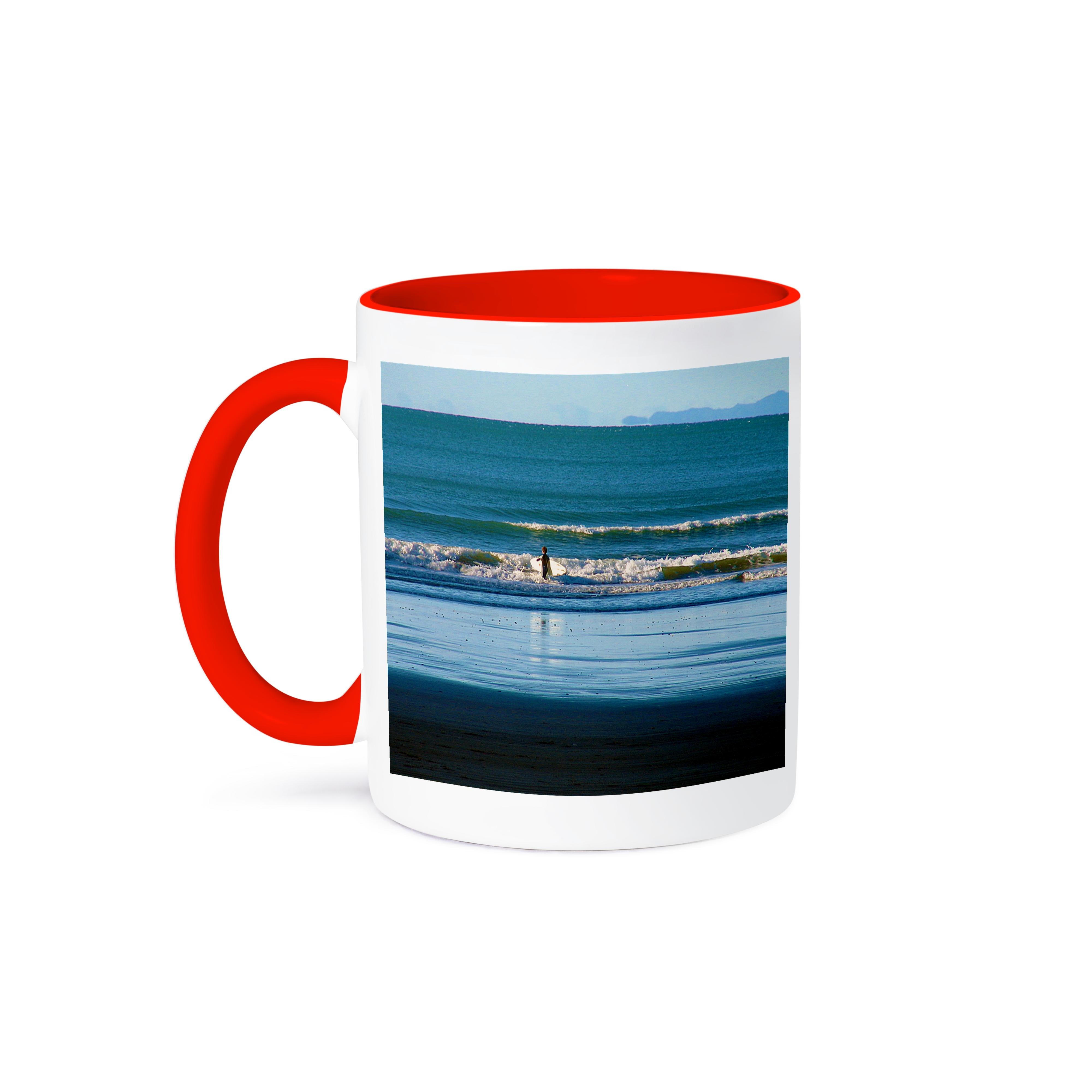 3dRose, The Deep Blue Water with a Surfer Walking out to Sea with His ...