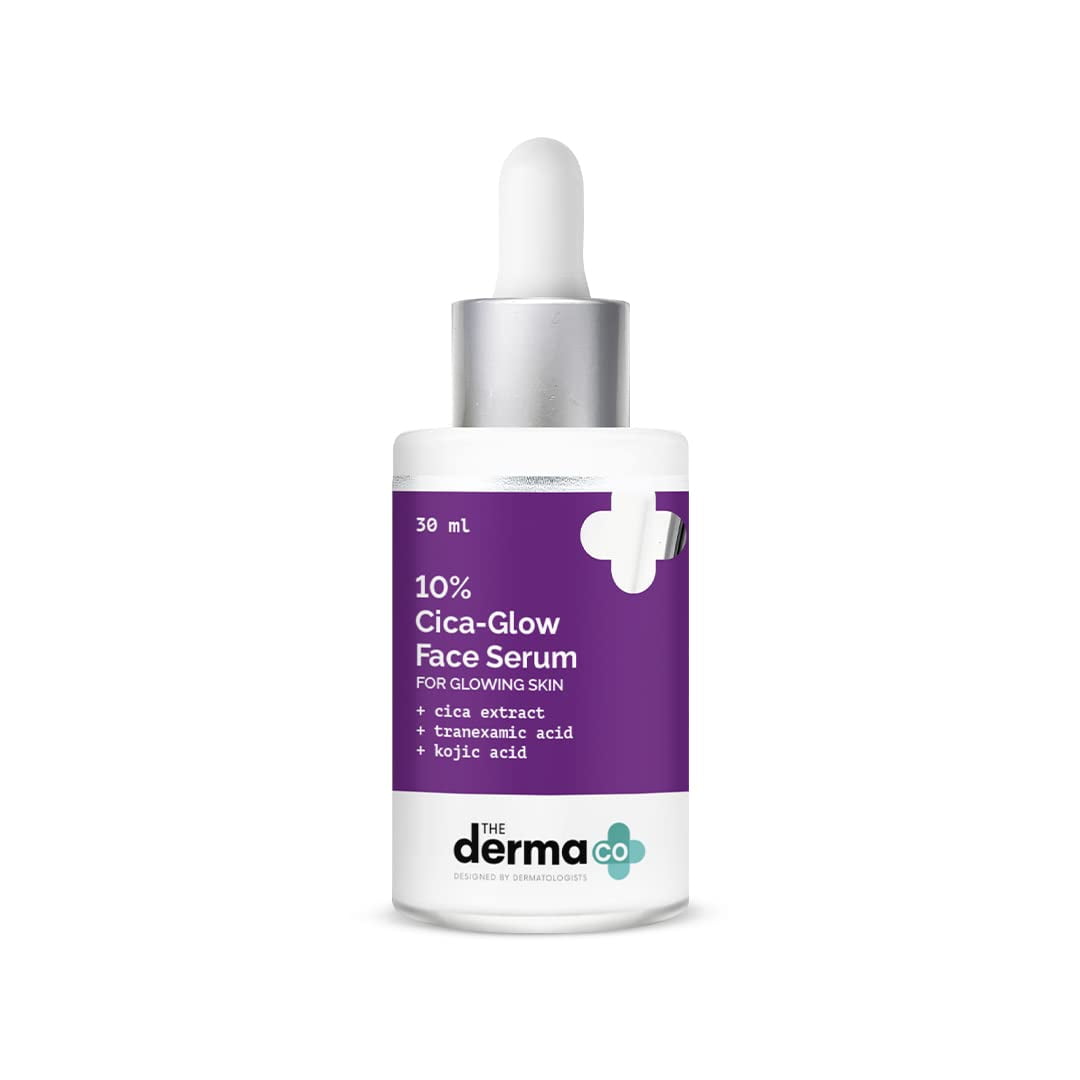 The Derma Co 10 Cica Glow Face Serum with Tranexamic Acid Kojic Acid for Glowing Skin 30ml ...