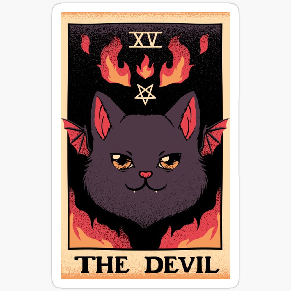 The Devil Cat Tarot Card Sticker Phone Decal Water Bottle Stickers Car ...