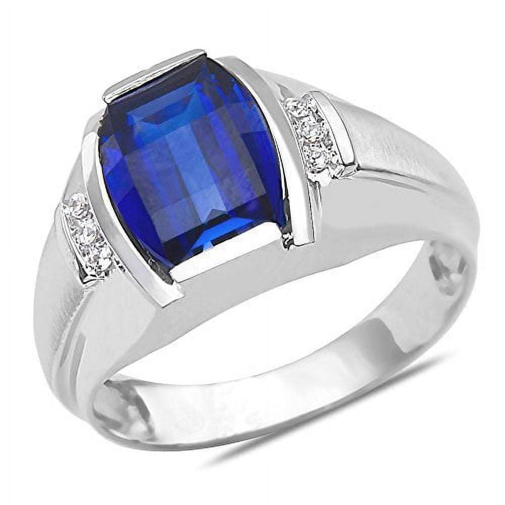 The Diamond Deal 10k SOLID White Gold Men’s Round Shaped Lab-Created ...