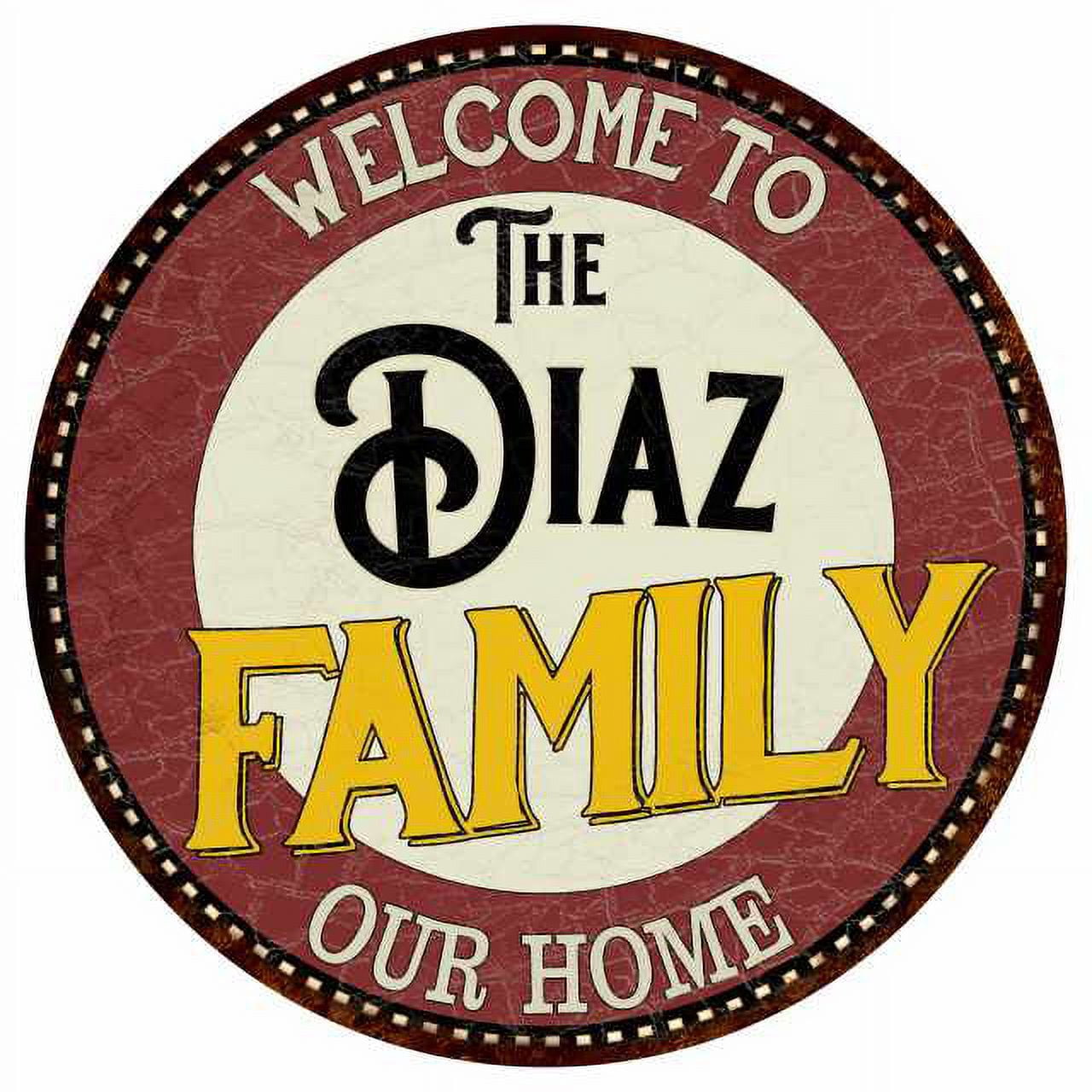 The Diaz Family 14" Round Metal Sign Kitchen Game Room Decor ...