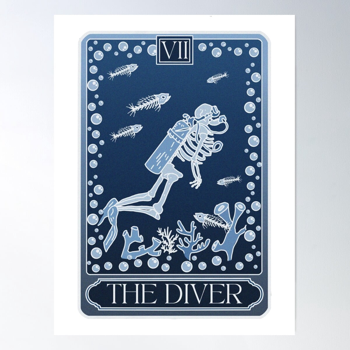 The Diver Tarot Card | Skeleton Scuba Diving Poster Wall Art, Modern ...