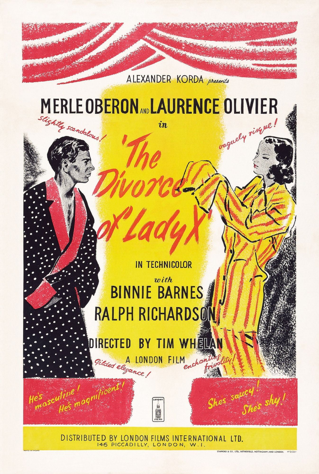 The Divorce Of Lady X British Poster Art From Left: Laurence Olivier ...
