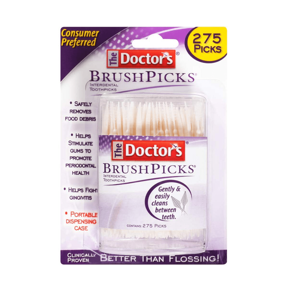 The Doctor's BrushPicks Gently Cleans Between Teeth 275 Ct Wooden ...