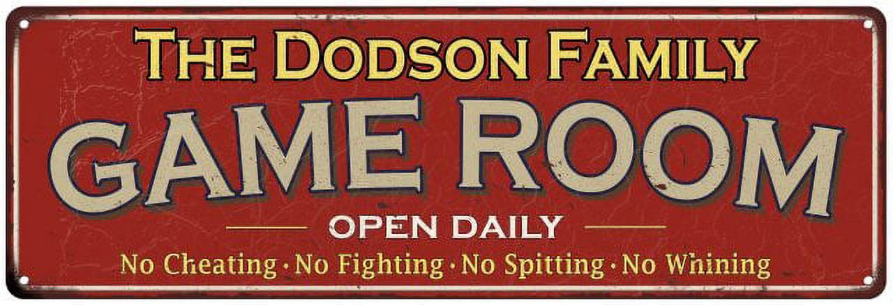 The Dodson Family Gift Red Game Room Metal 6x18 Sign 206180038573 ...
