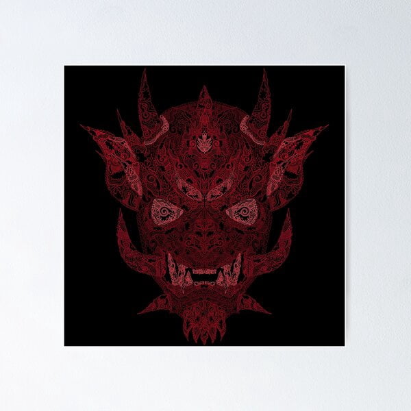 The Doodled Oni Poster Wall Art, Modern Wall Decor For Living Room ...
