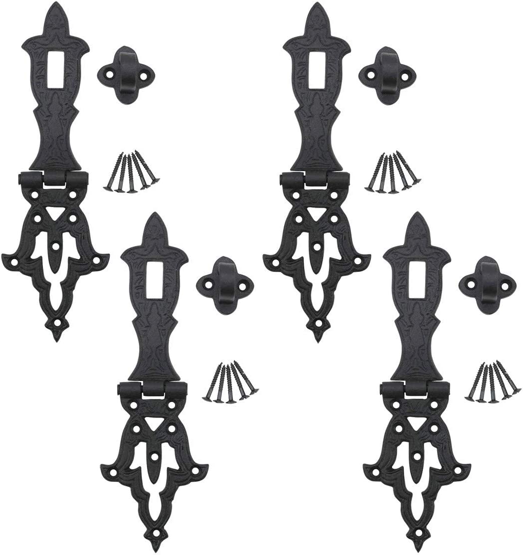 The Door Lock Latch 8 1/4 in. Black Wrought Iron Hasp Latch Garage Barn ...