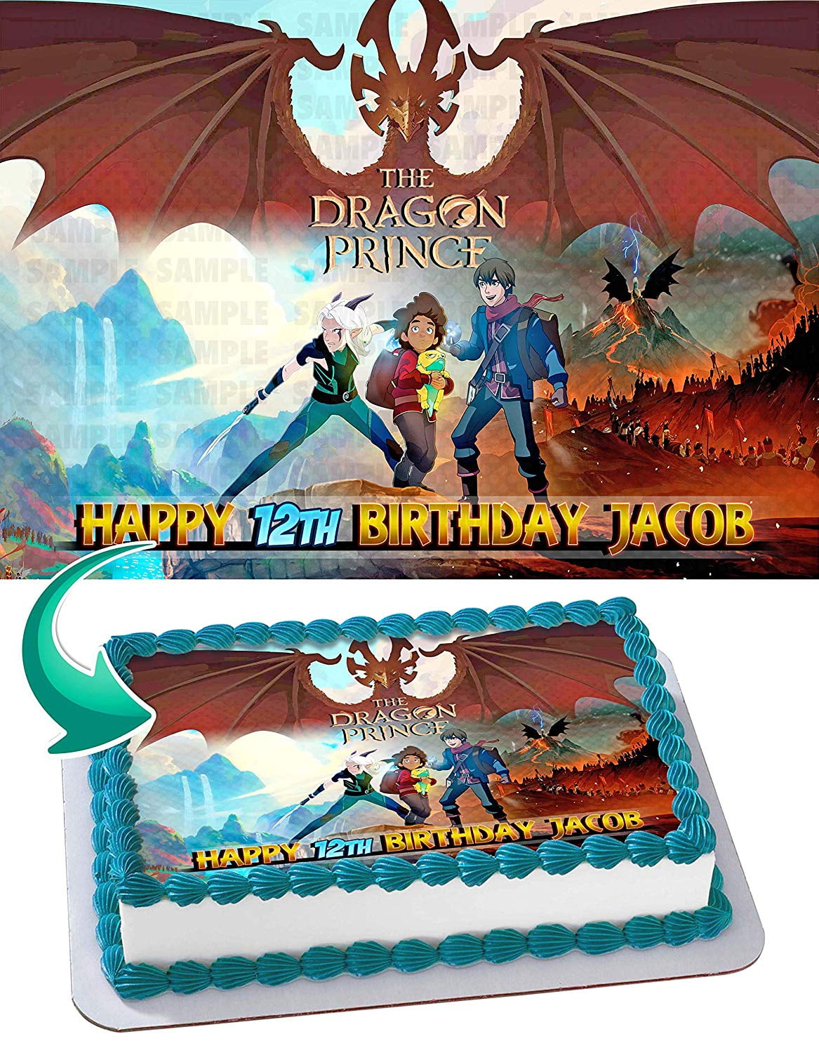 The Dragon Prince Edible Cake Image Topper Personalized Picture 1/4 ...