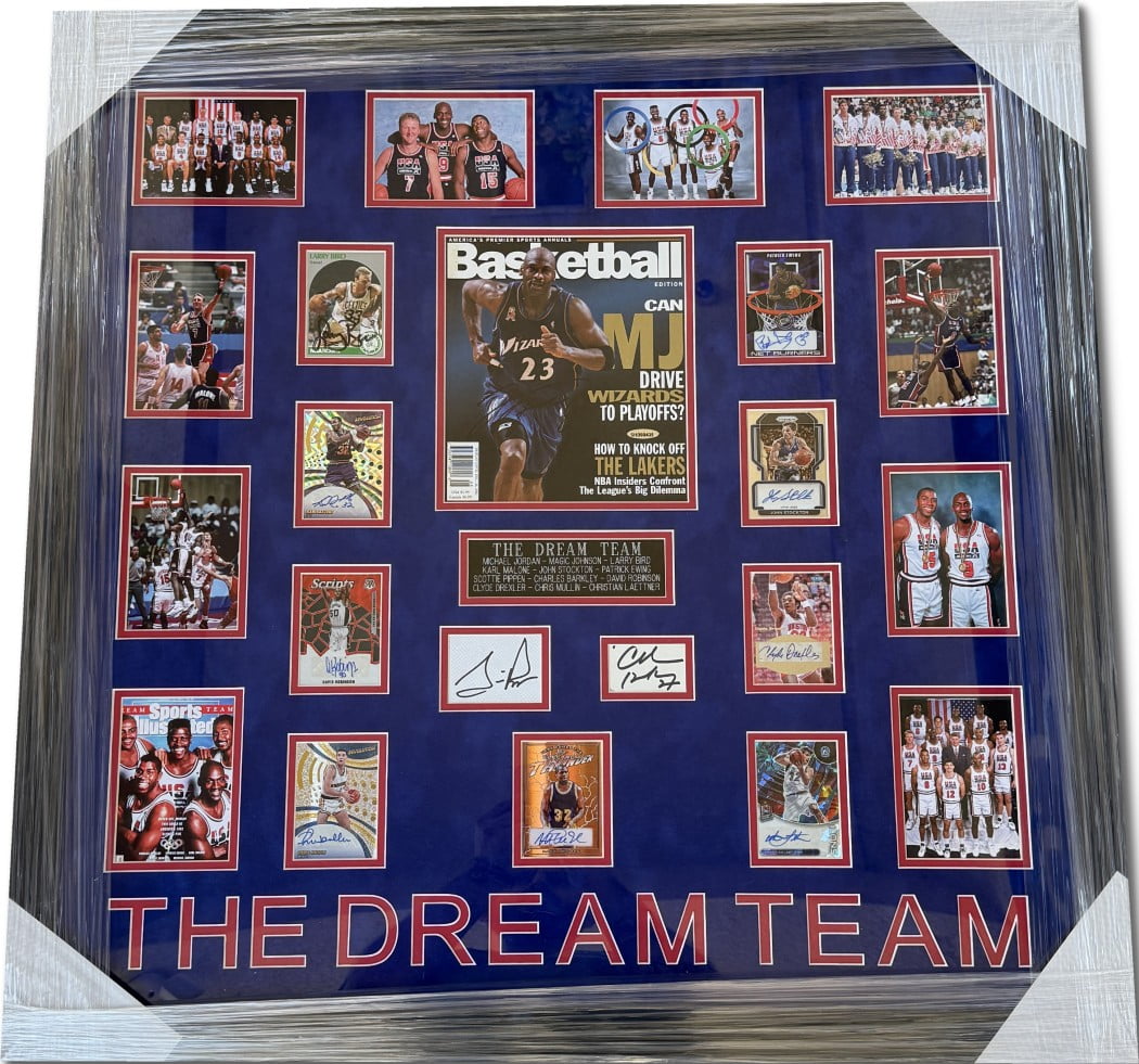 The Dream Team Signed Magazine Cover Cards Michael Jordan Magic Bird ...
