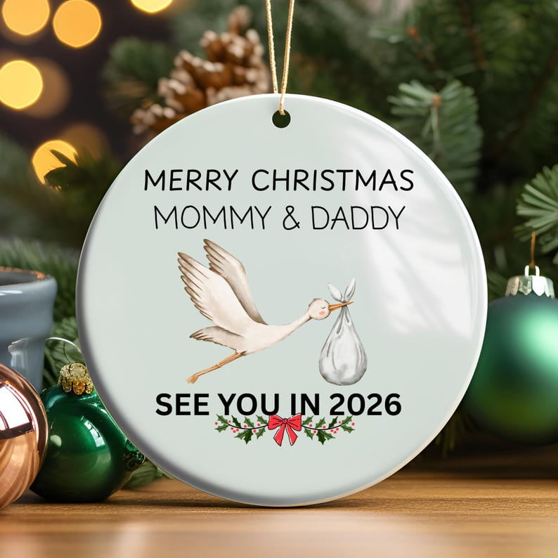 The Dreamy Den Baby Announcement Ornament 2026: Ceramic New Parent Gift ...