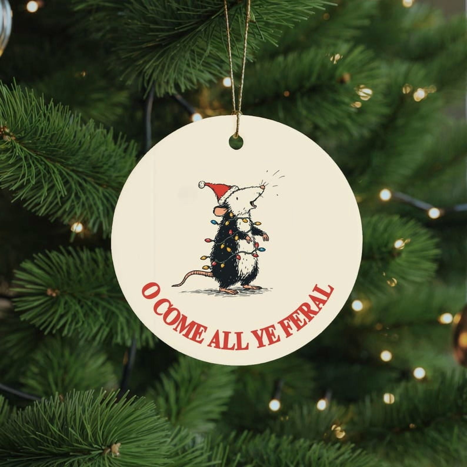 The Dreamy Den Possum Ornament, Fun Xmas Opossum Decor, O Come All Ye ...