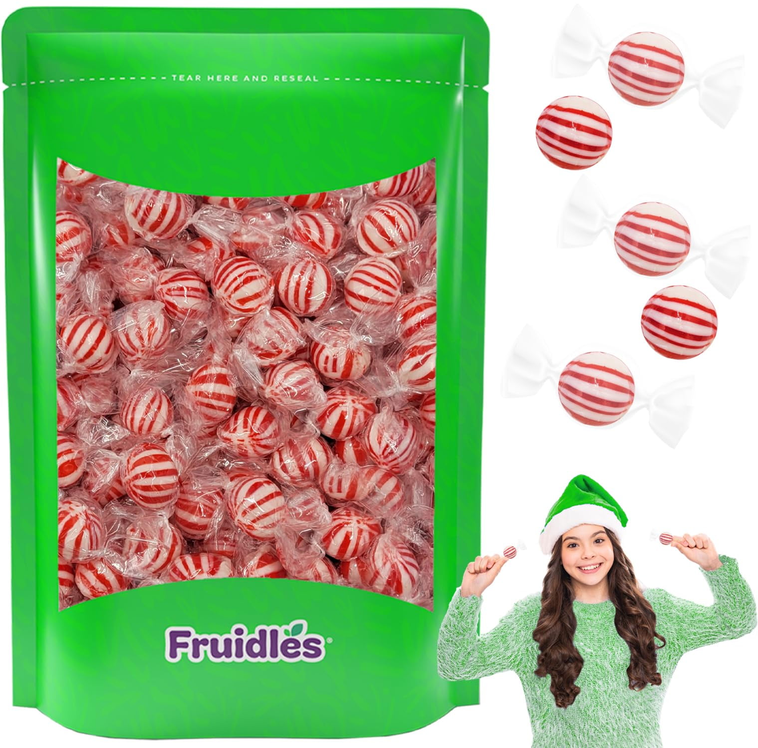 The Dreidel Company Christmas BCF26 Red and White Peppermint Balls ...
