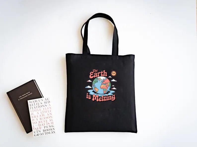 The Earth Is Melting Tote Bag - Climate Crisis Awareness Tote Bag with ...