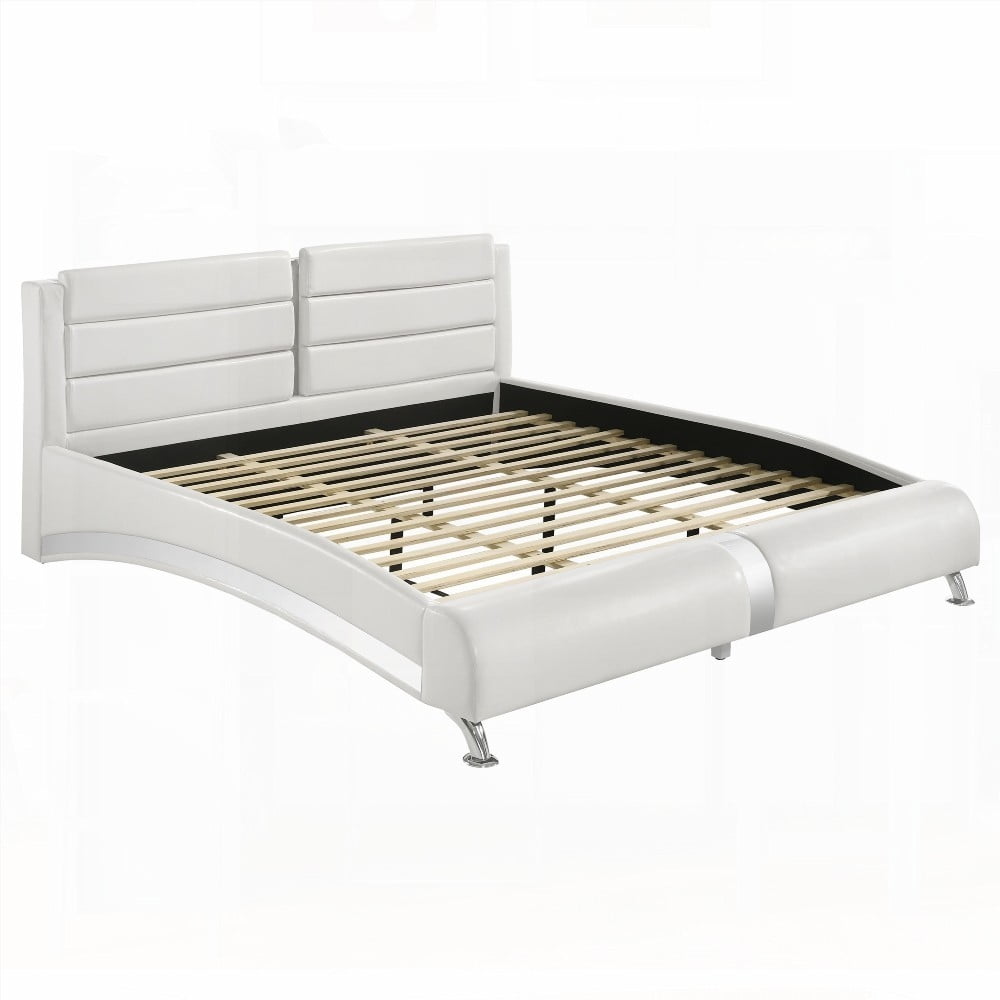 Soft Leather Upholstered Sleigh Bed with Timeless Look|Eastern King ...