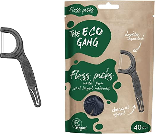 The Eco Gang Floss Picks Made from Plant Based Materials Vegan Charcoal ...