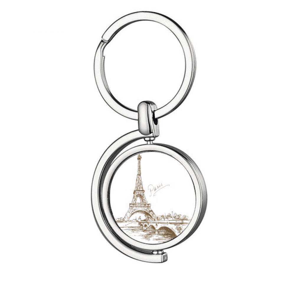 The Eiffel Tower Paris France Rotating Keychain Metal Keyring Holder ...