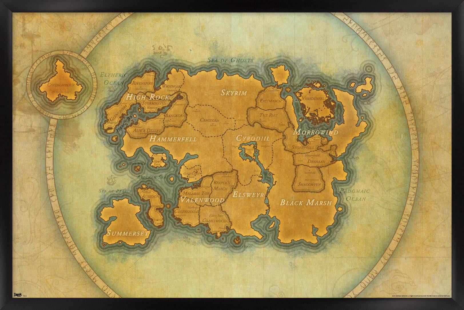 The Elder Scrolls: Online - Map Wall Poster, 22.375" x 34" Framed ...
